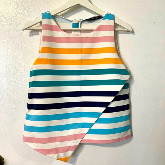 Zara | Tops | Zara Multicolor Stripe Tank Blouse | Poshmark